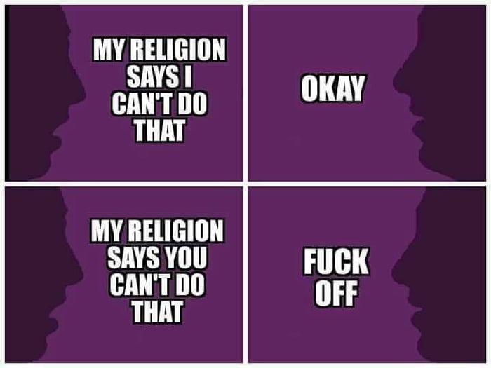 Apt visual representation of the boundaries of my religious tolerance. - 9GAG