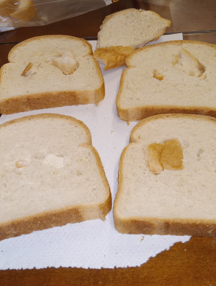 Bread holes leaking condiments from your sandwich? Stuff pieces of the ...