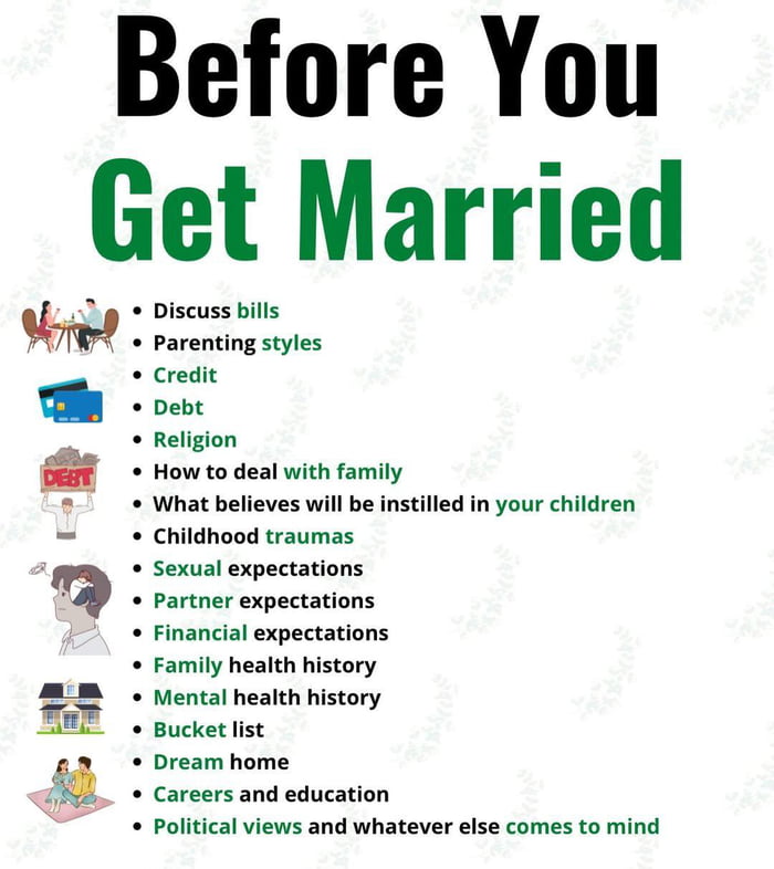 A cool guide for the things to consider before you get married - 9GAG