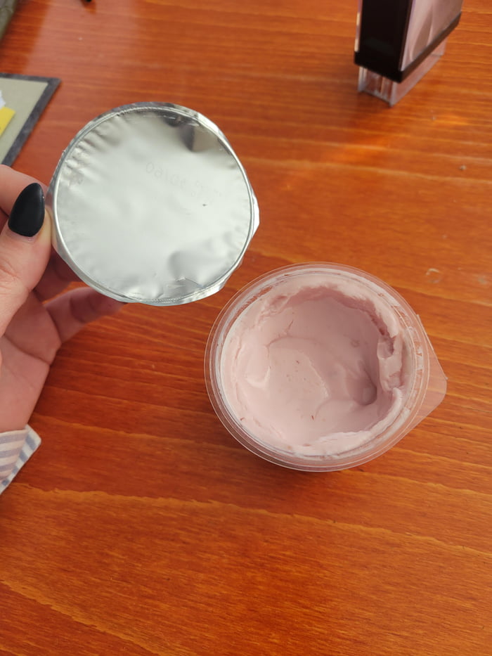 Yogurt lid came off clean - 9GAG