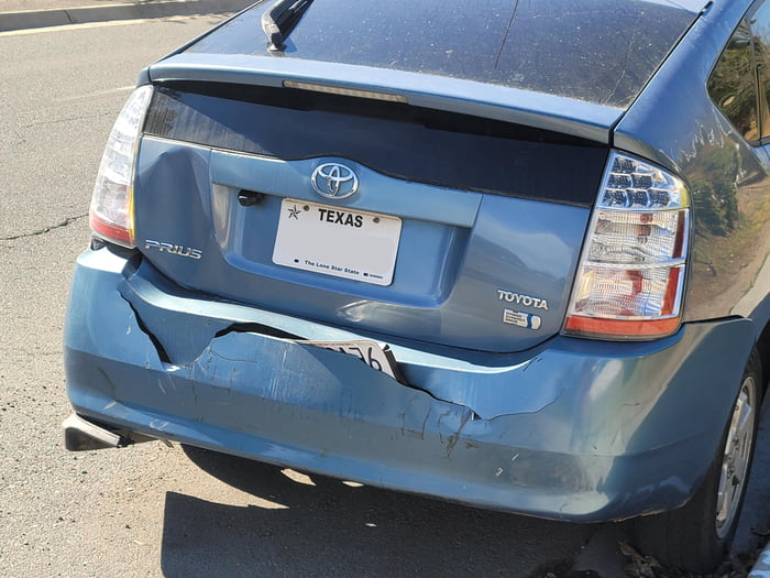 This Prius got rear ended and the person who hit it fled. They left ...
