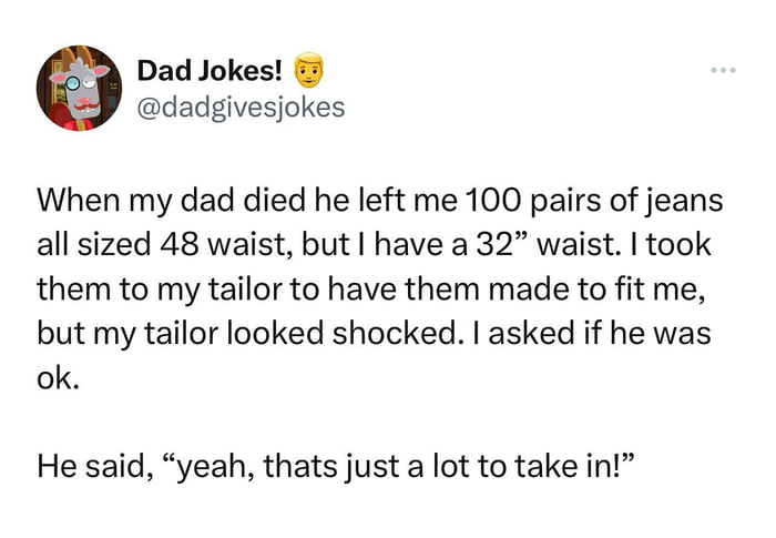 A tailor-made joke indeed. - 9GAG