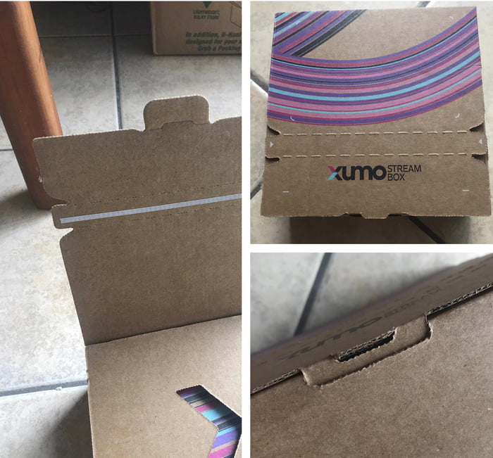 This box comes with those easy tear off strips. Despite not being ...