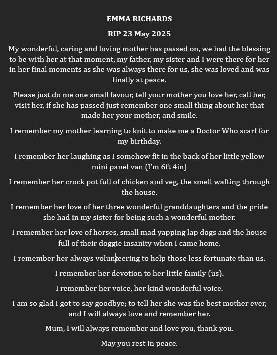 May you rest in peace my wonderful mother - 9GAG