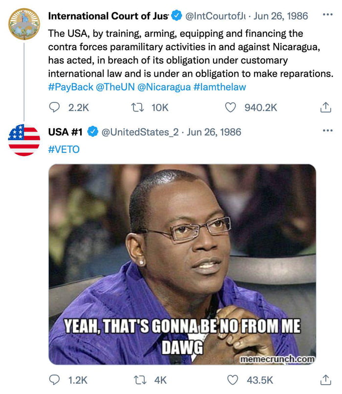 The official US response to the International Court of Justice - 9GAG