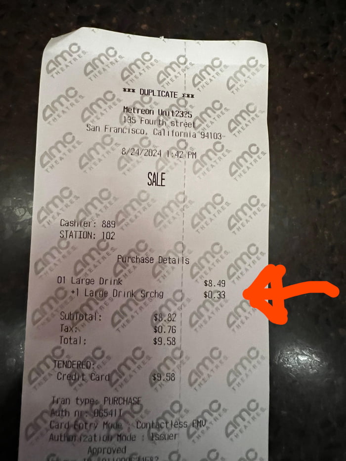 33 cent “Large drink surcharge” at AMC - 9GAG