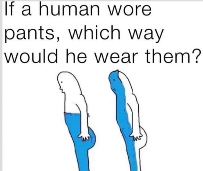 If a human wore pants, wich way would hé wear them? - 9GAG