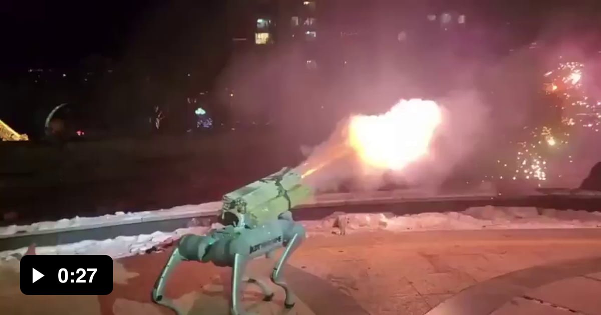 Chinese robot dog launching fireworks for Chinese New Year celebrations ...