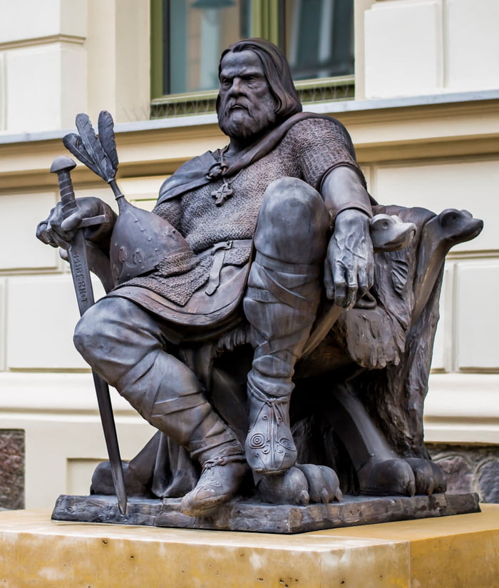 Statue of the first polish king, Bolesław I the Brave. Part of the new ...