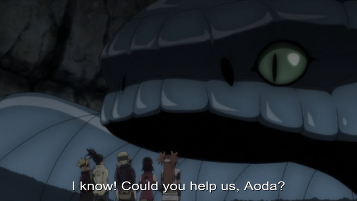 Aoda is helping Sarada because of his loyalty to his master such a mice snake - 9GAG