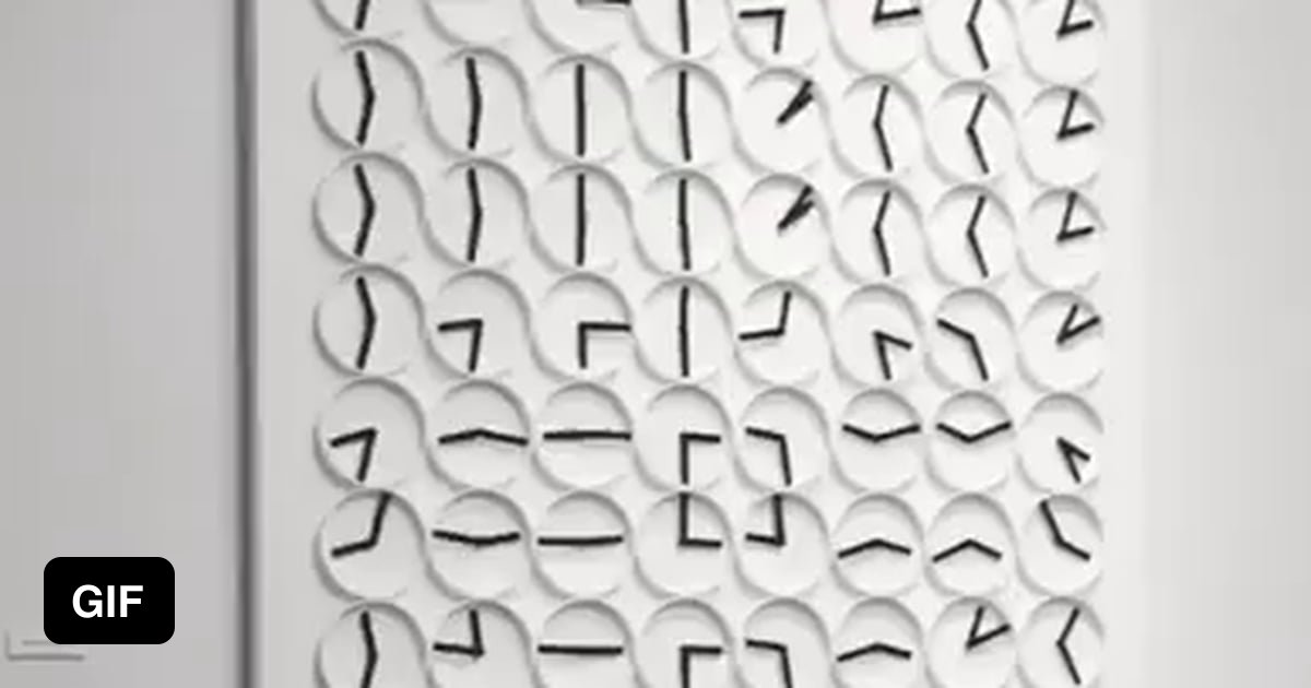 The way all these small analog clocks make a big digital clock. - 9GAG