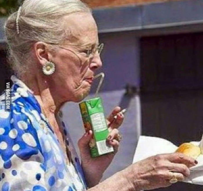 The Danish queen: Drinking apple juice, eating a hot dog and smoking ...