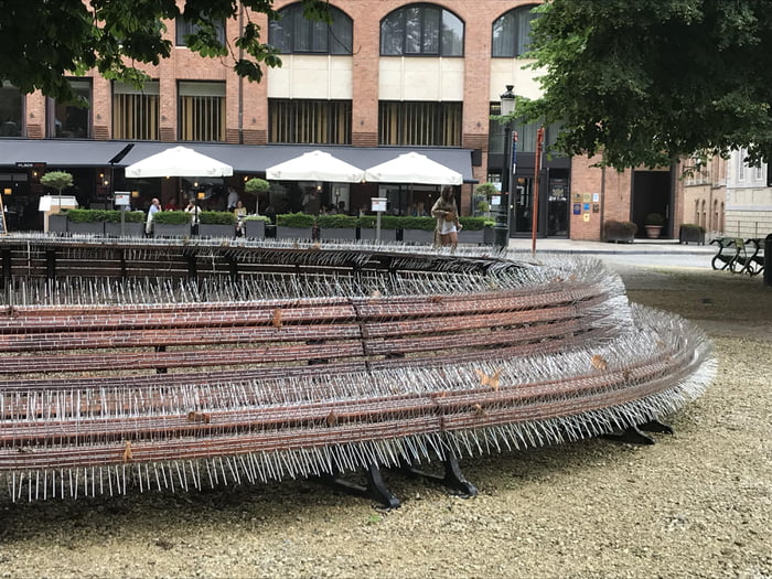 This bench covered with spikes. - 9GAG