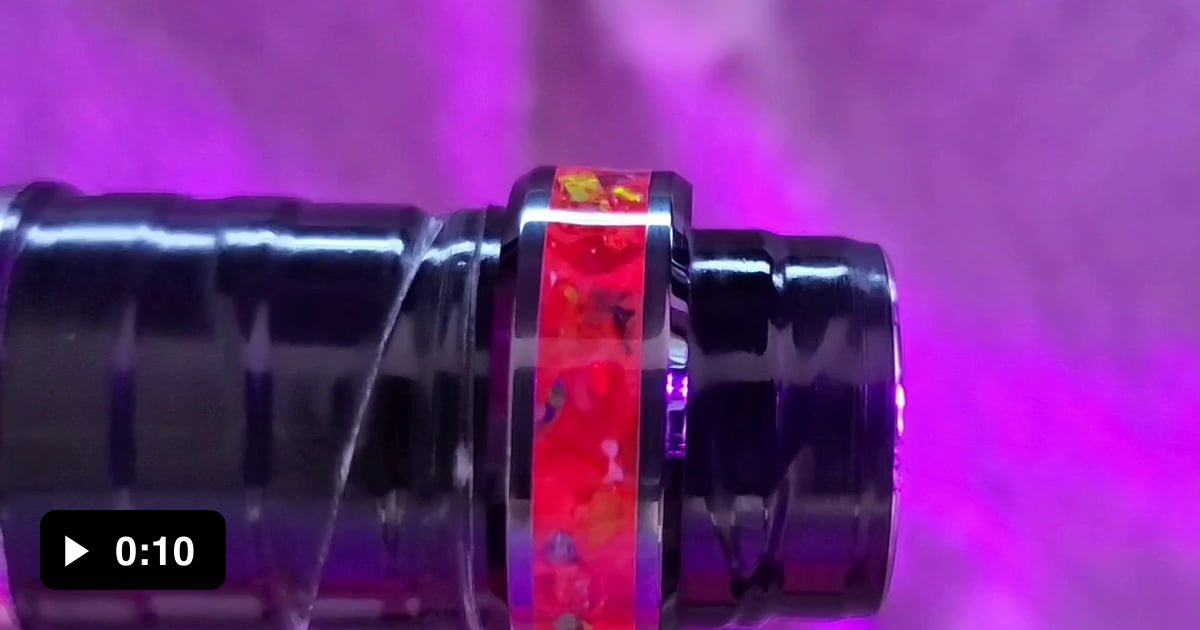 Mondays ring, simple opal blend with red glow powder (glows yellow) on ...