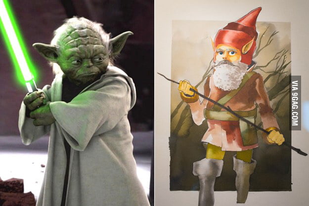 To the guy who posted about shrek. This is concept art for Yoda. - 9GAG