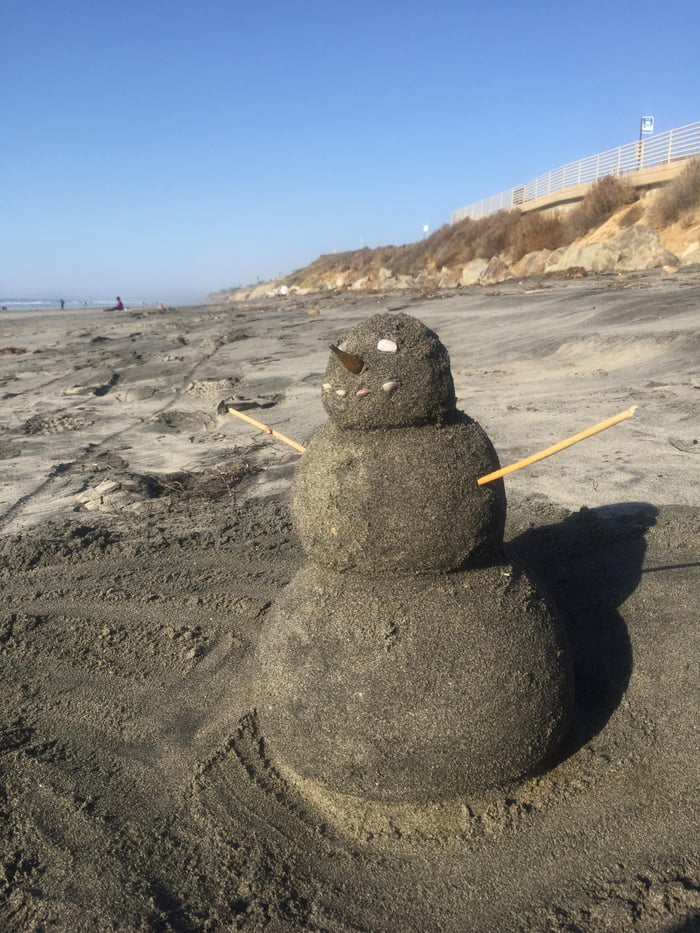 Doesn’t snow here so instead of a snowman I made a sandman. Happy ...