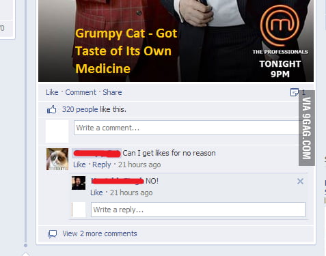 Grumpy Cat - Gets Taste of Own Medicine - 9GAG