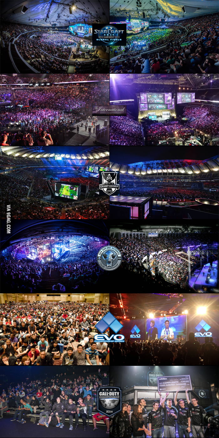Crowds for different competitive gaming events - 9GAG