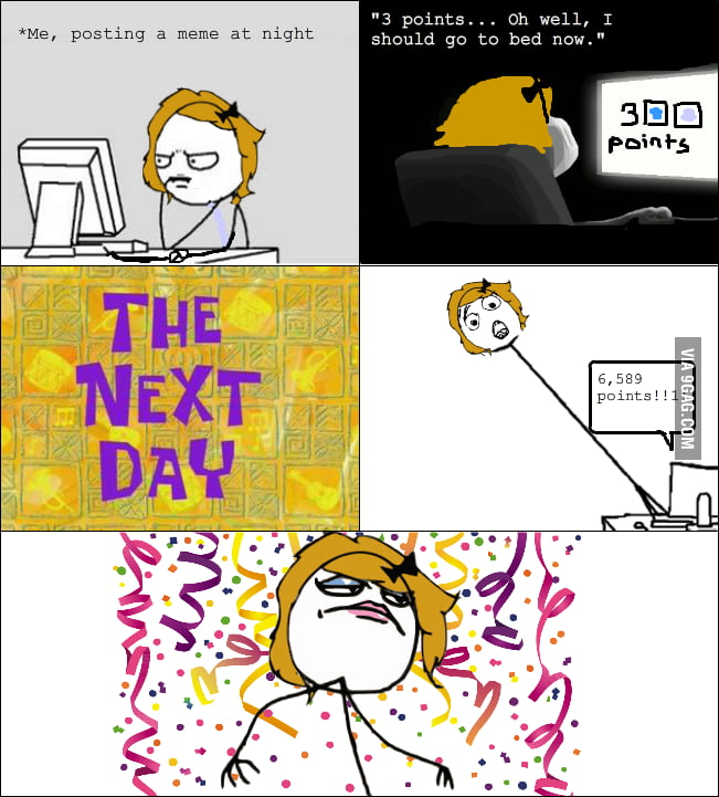 "Your post is now featured on the Trending page." - 9GAG