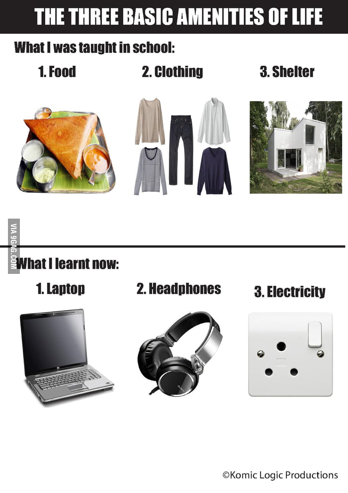 The Three Basic Amenities of Life - 9GAG