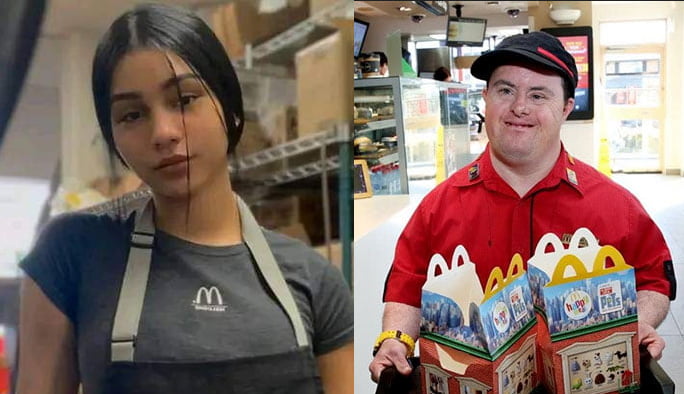 Random McDonald's worker VS gorgeous guy who just want to see you smile ...