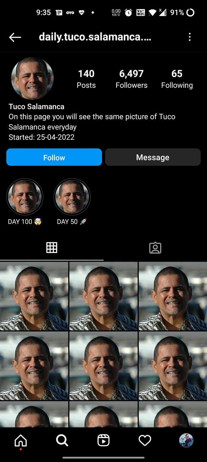 This guy posts same picture of Tuco Salamanca everyday on his Instagram account. - 9GAG