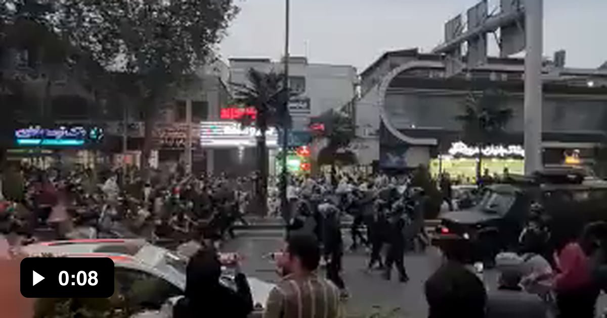 Police forced to flee chased by angry crowd. Iran. - 9GAG