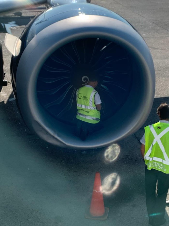 This dent in the engine cowling was caused by a bird strike on takeoff ...