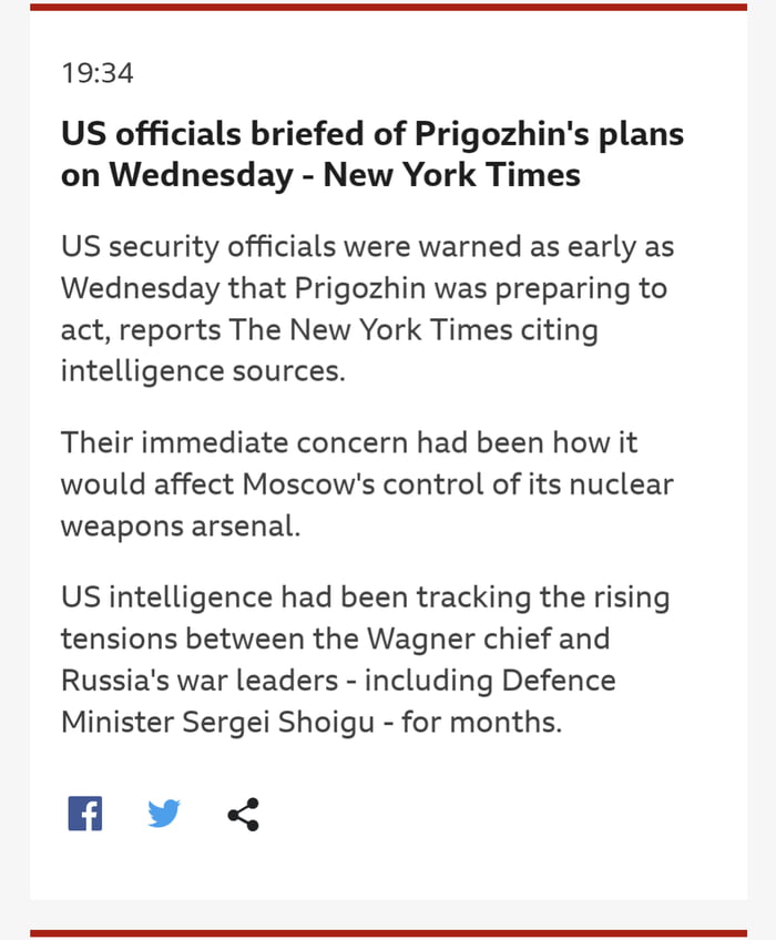 If the US knew, Russian intel must have been at least aware. And yet they still didn't have a ...