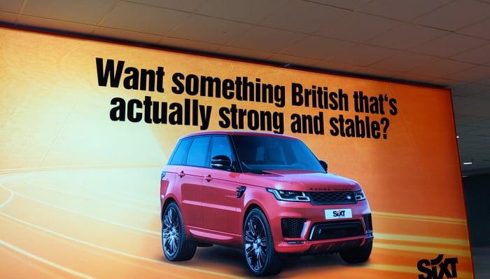 Car rental ad in a Spanish airport - 9GAG
