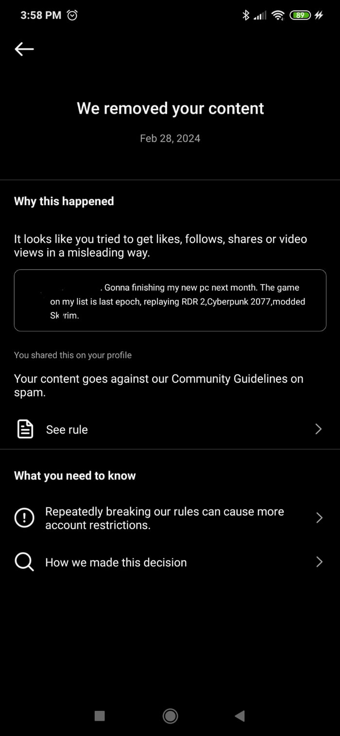 I Still Wonder how the hell my comment was against the community ...