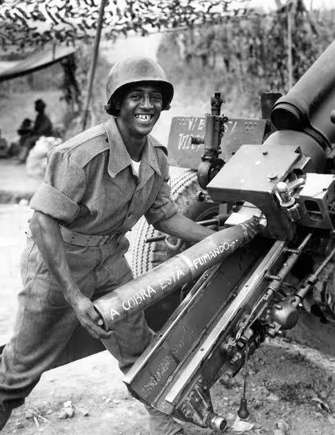 Brazilian soldier with a bomb written “The snake is smoking...” in ...