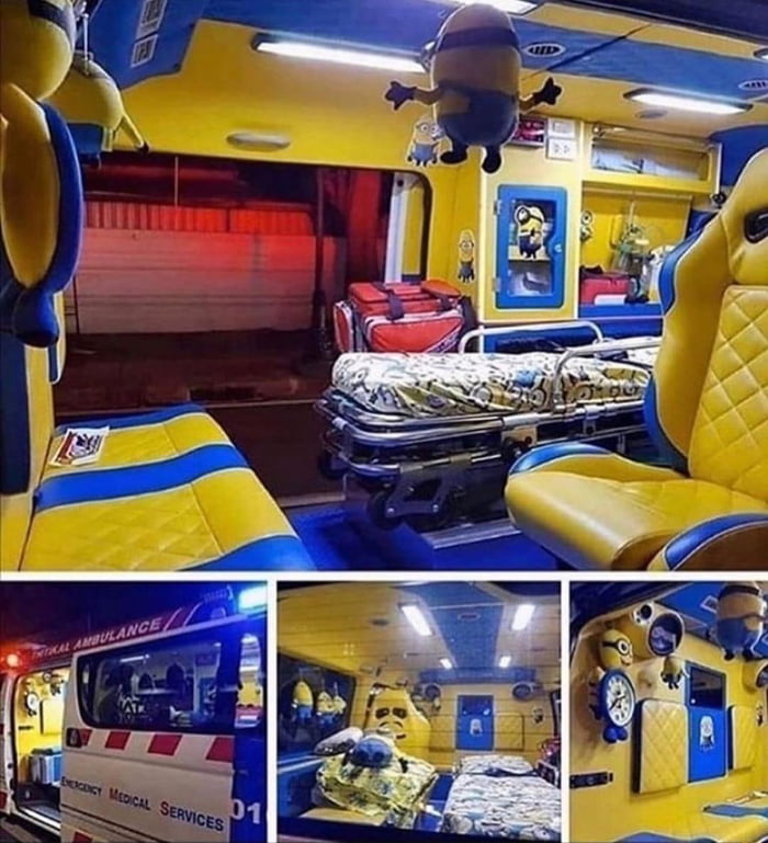 Imagine dying in a minion-themed ambulance - 9GAG