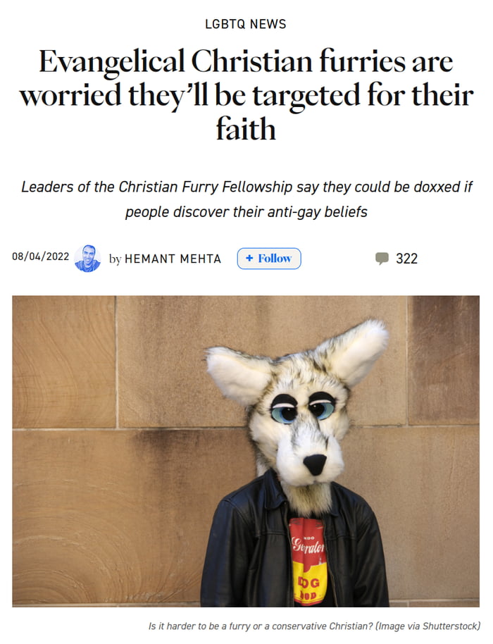 Is it harder to be a furry or a conservative Christian? - 9GAG