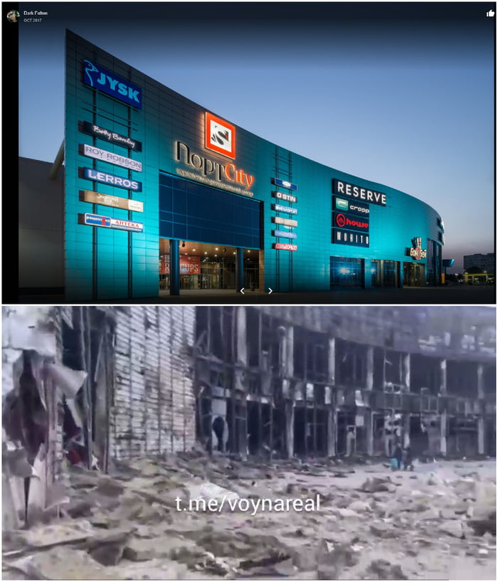 Tes Tur shopping mall, Mariupol. Before and after… - 9GAG
