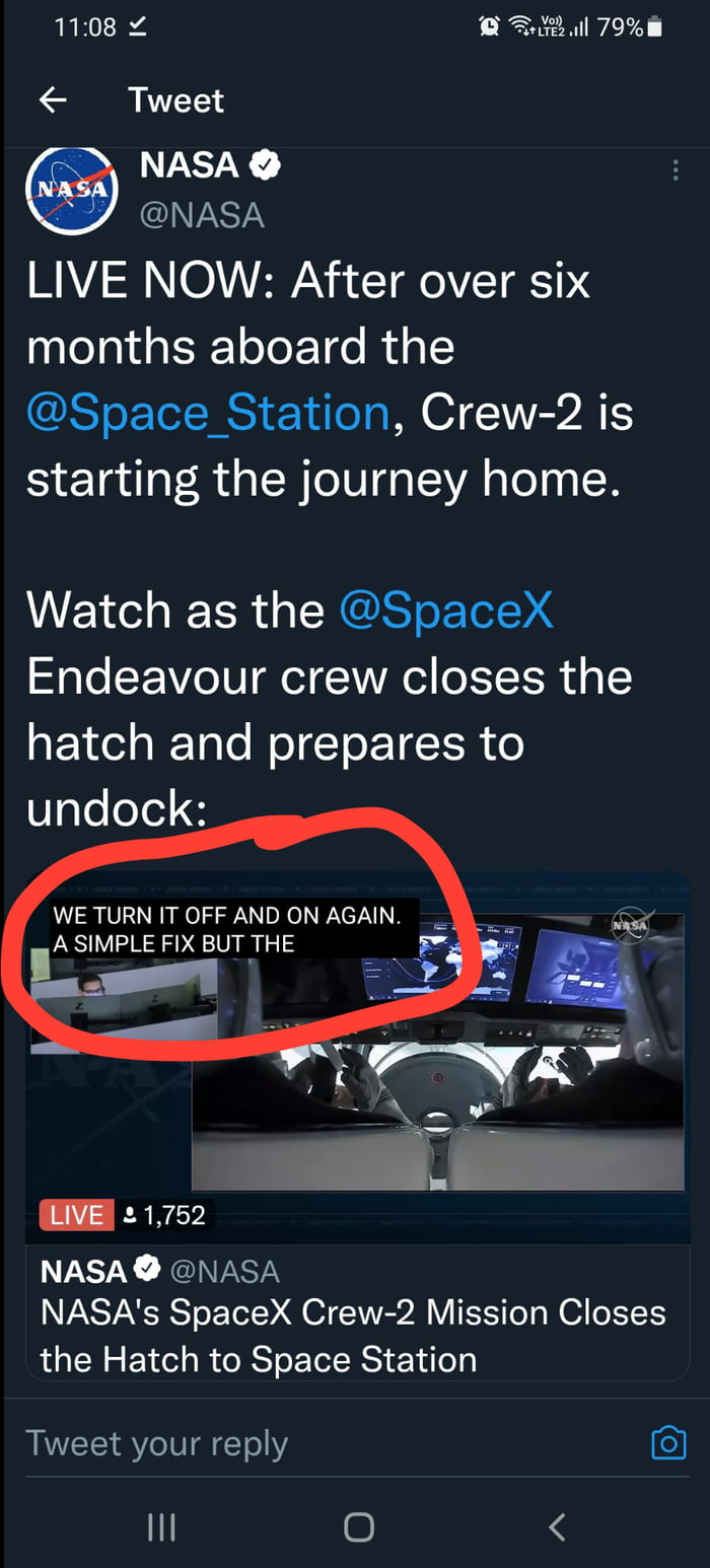 Have you tried to turn it off and on again? Yes, even astronauts do ...