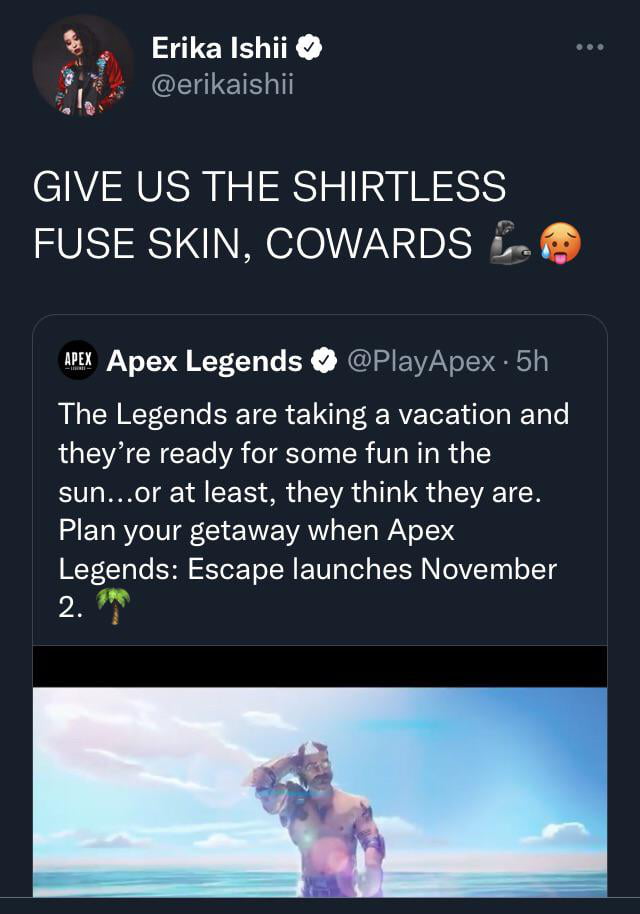 Even Valkyrie’s voice actor wants shirtless fuse. Think of the money ...