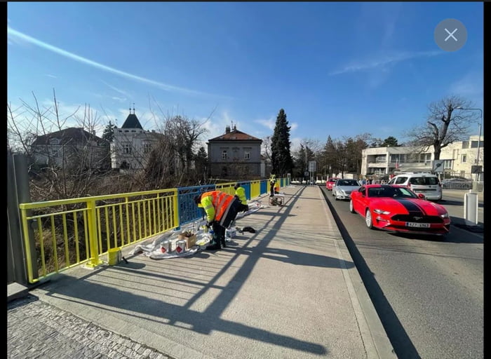 This is the bridge in front of russian embassy in Prague painted in ...