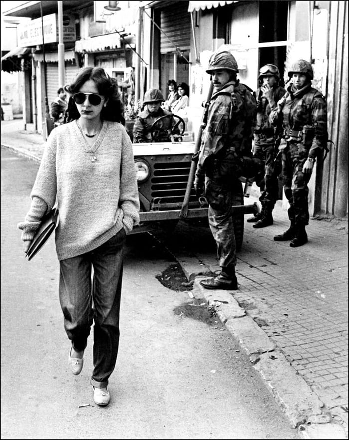On Patrol, US Marines watch a Lebanese student pass by their Patrol ...