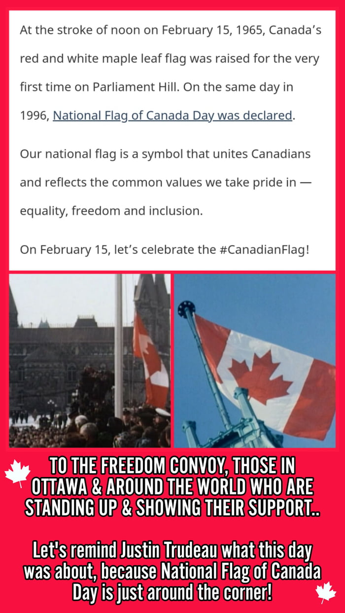 FEBRUARY 15, NATIONAL FLAG OF CANADA DAY (will post video of 1965 event ...