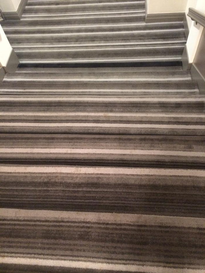 Literally the worst pattern carpeting for stairs - 9GAG