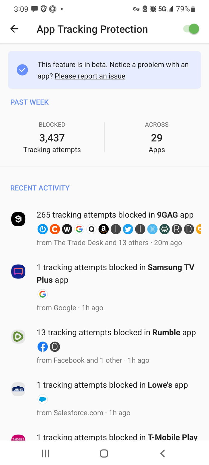 So I go new app tracking protection service from Duckduckgo and Holy ...