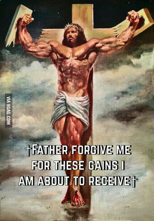 Buff Jesus demands you end your praise with Wheymen instead of amen. - 9GAG