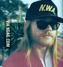 Axl Rose with an NWA hat. Legends - 9GAG