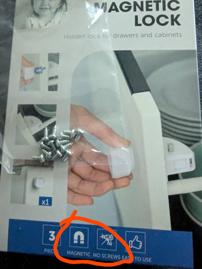 Says "No screws" on the package, but comes with a bag of screws and instructions to use them. - 9GAG
