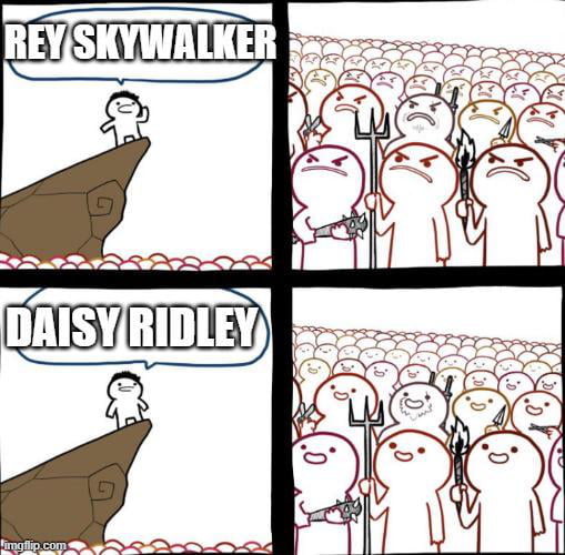 Rey and Daisy Ridley with the number of fans - 9GAG