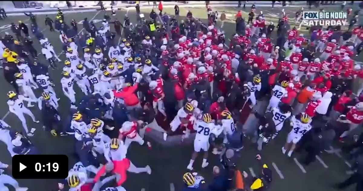 Fight erupts post game after Michigan Wolverines upset Ohio state Buckeyes - 9GAG