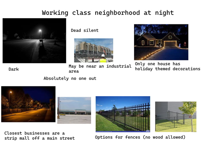 Working class neighborhood at night Starterpack - 9GAG