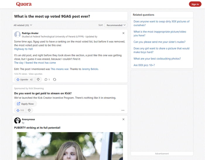 Related questions on spot - 9GAG