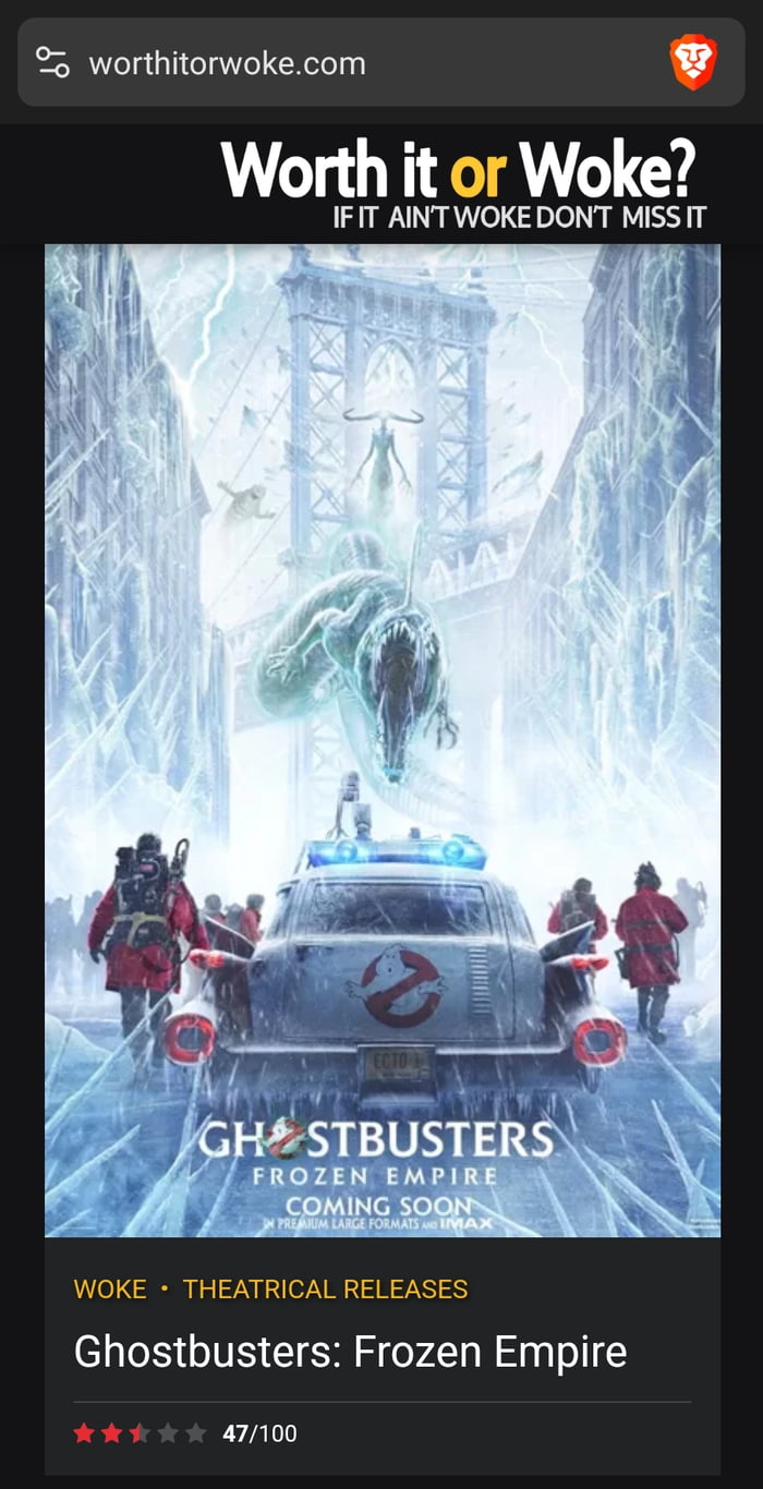 Just found this website that gives woke/based ratings on movies and ...